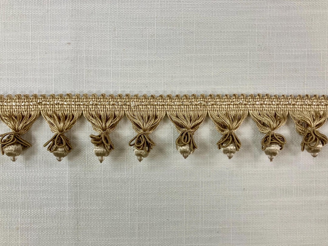 Beige & Cream Elegant French Tassel Fringe Trim With Floral Gimp ...