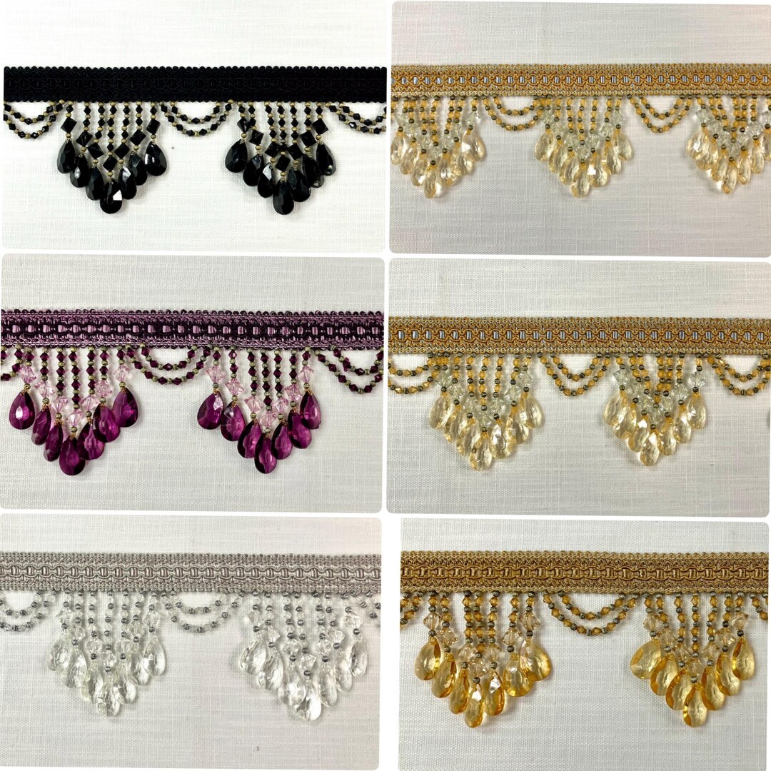 Crystal Beaded Fringe Trim 4.25" Width TF-78 Collection Collage 2/3 ...