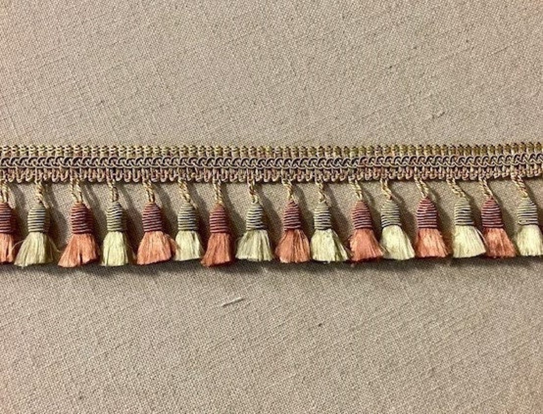 3 Tassel Fringe Trim TF-53/22-17 Sage Green & Mauve Upholstery ...
