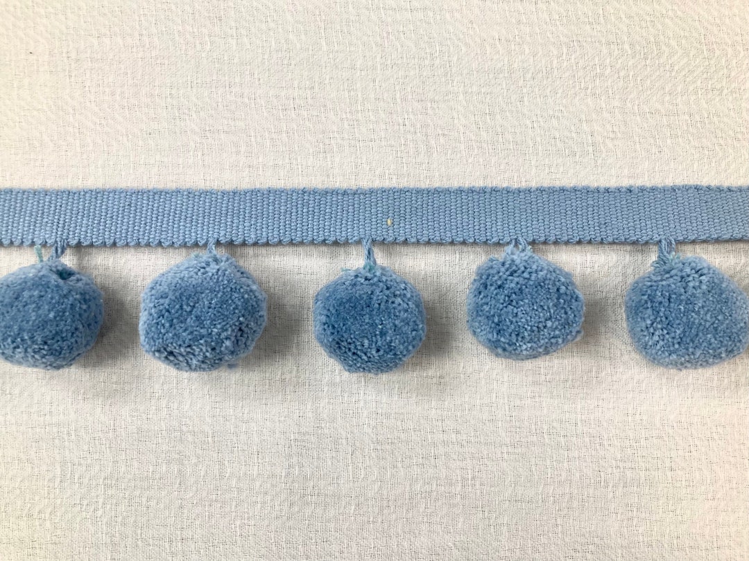 French Blue Jumbo Designer Pom Pom Fringe 2.25" Width Trim 24 Handmade ...