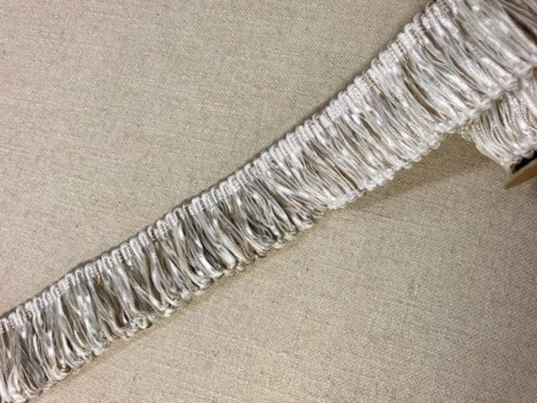 2 Creamy White & Taupe Loop Fringe Trim LPF-2/50-2 Upholstery / Drapery ...