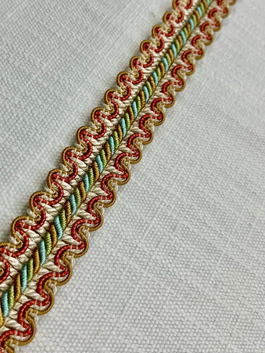 Rust, Turq, Green & Cream Twisted Gimp Header Braid 1" Width HB-7/35-44 ...