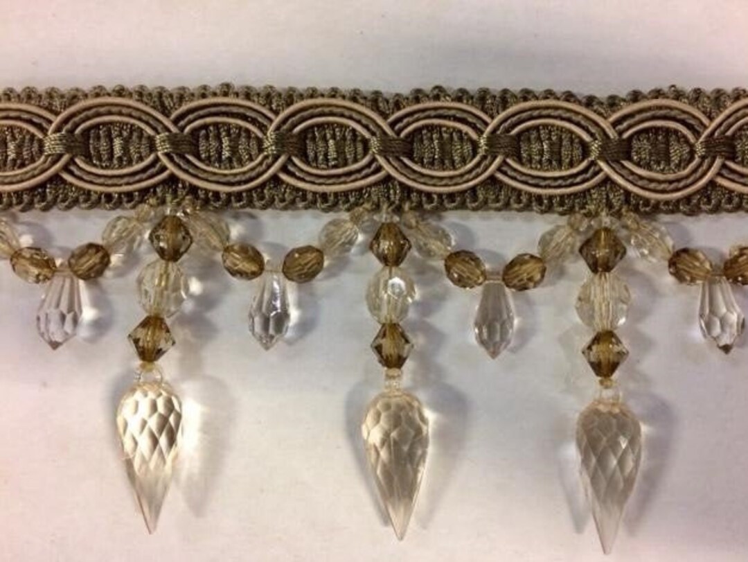 Putty & Antelope 4 Lucite Crystal Beaded Fringe Tassel Trim TF-32/3-6-5 ...