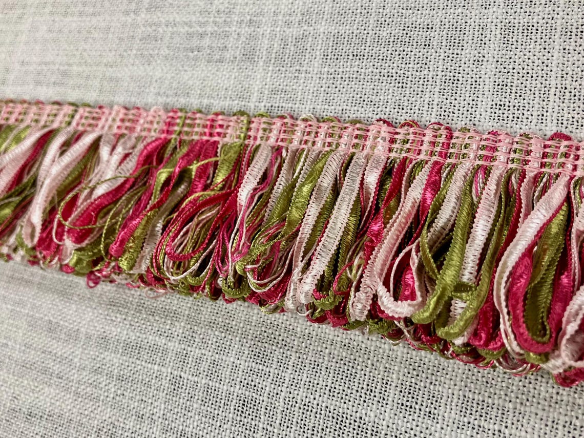 Pink, Dark Pink & Mint Thick Loop Fringe Trim 2.25" Width LPF-3/18-13 ...