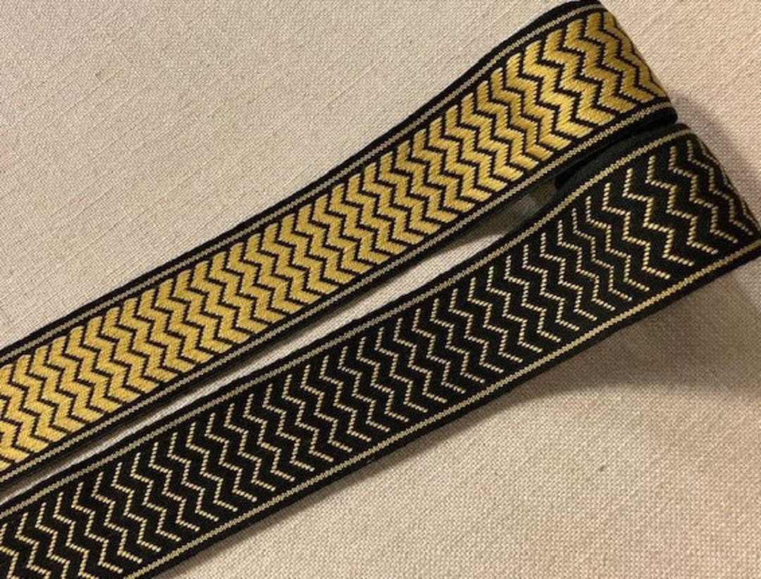 Reversible 2 Black & Gold Trim Tape H-71/128 Upholstery / Drapery ...