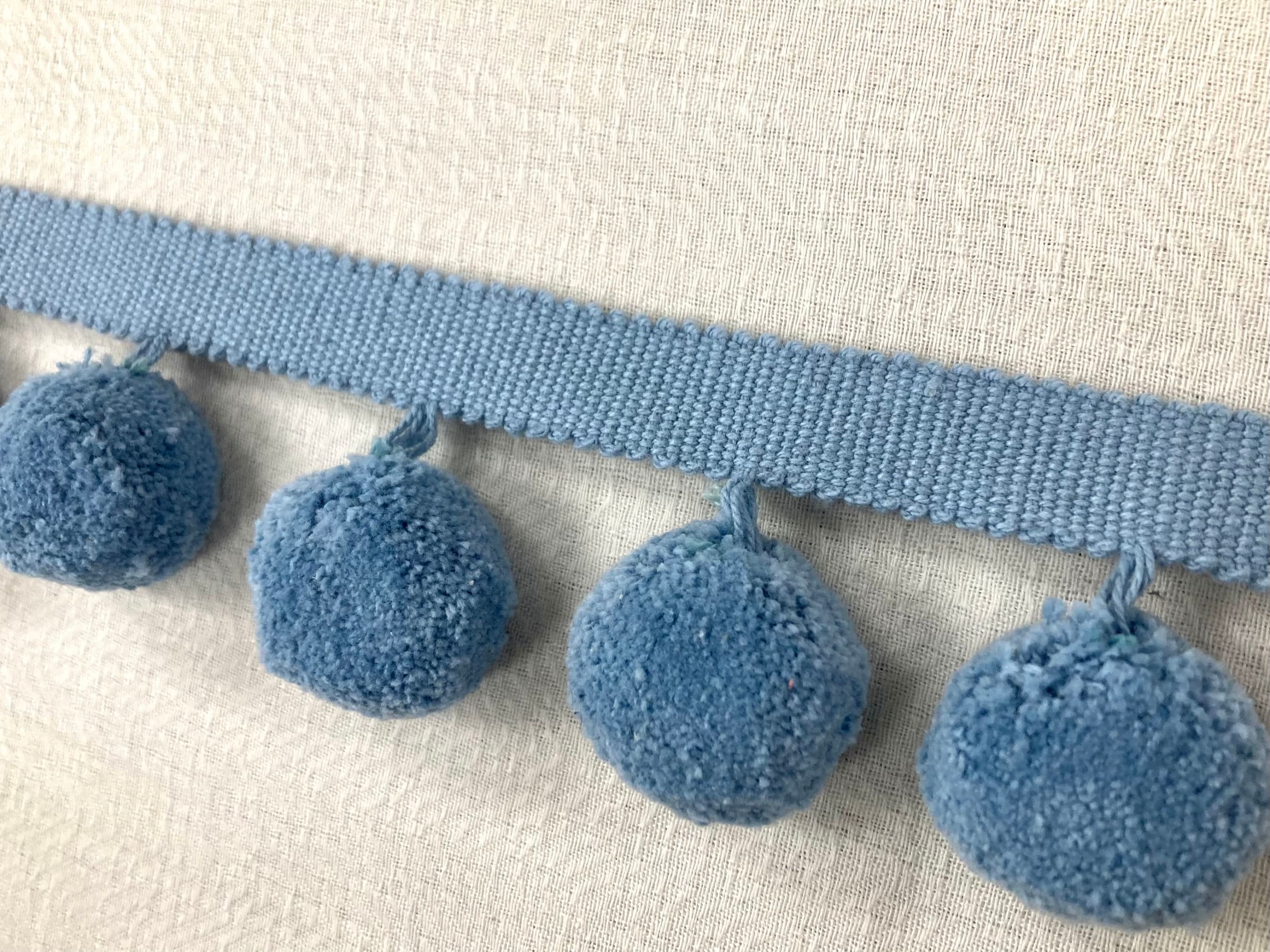 French Blue Jumbo Designer Pom Pom Fringe 2.25" Width Trim 24 Handmade ...