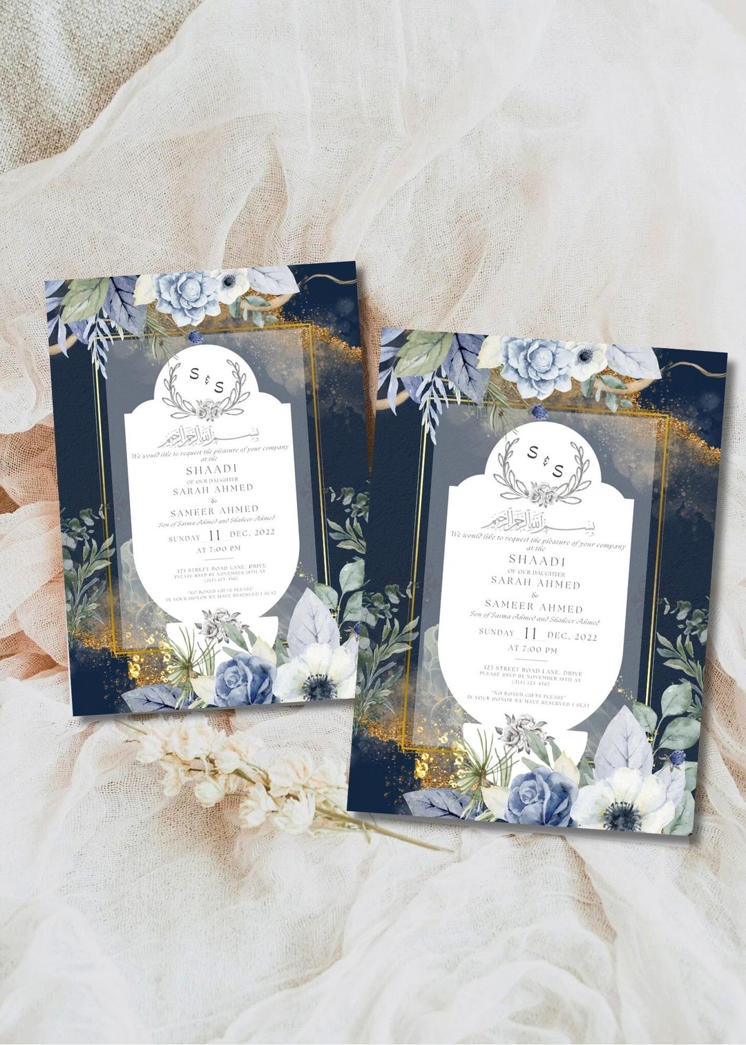 Editable Nikkah Shaadi Invite Template Gold Custom Muslim - Etsy