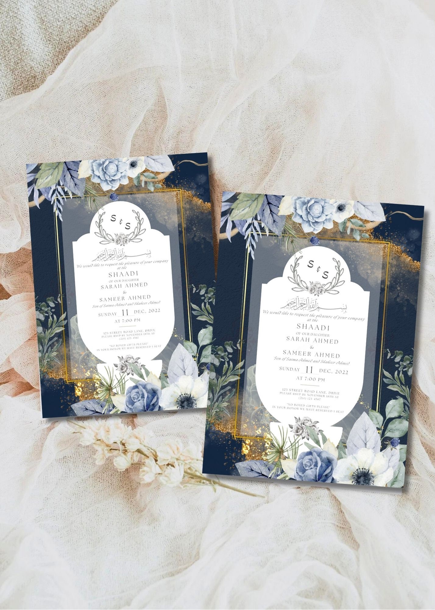 Editable Nikkah Shaadi Invite Template Gold Custom Muslim - Etsy