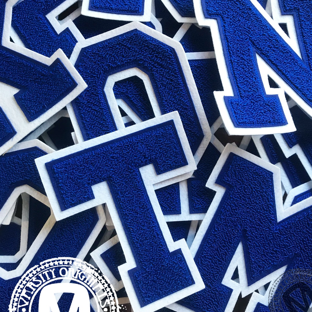 Royal Blue/white 6” Chenille Varsity Letterman Letter Patches / A-Z ...