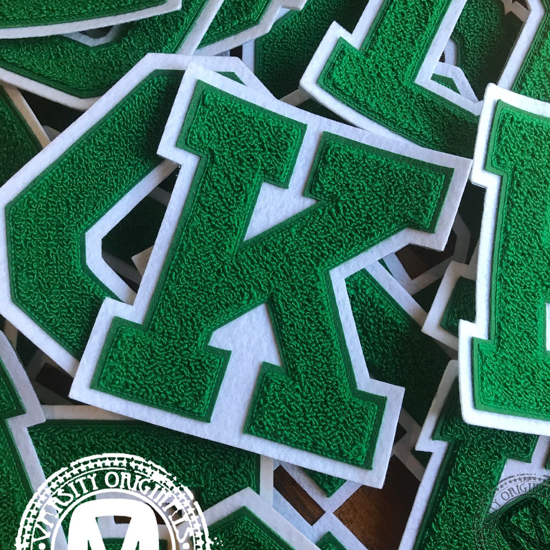 Kelly Green/white 6” Chenille Varsity Letterman Letter Patches / A-Z ...