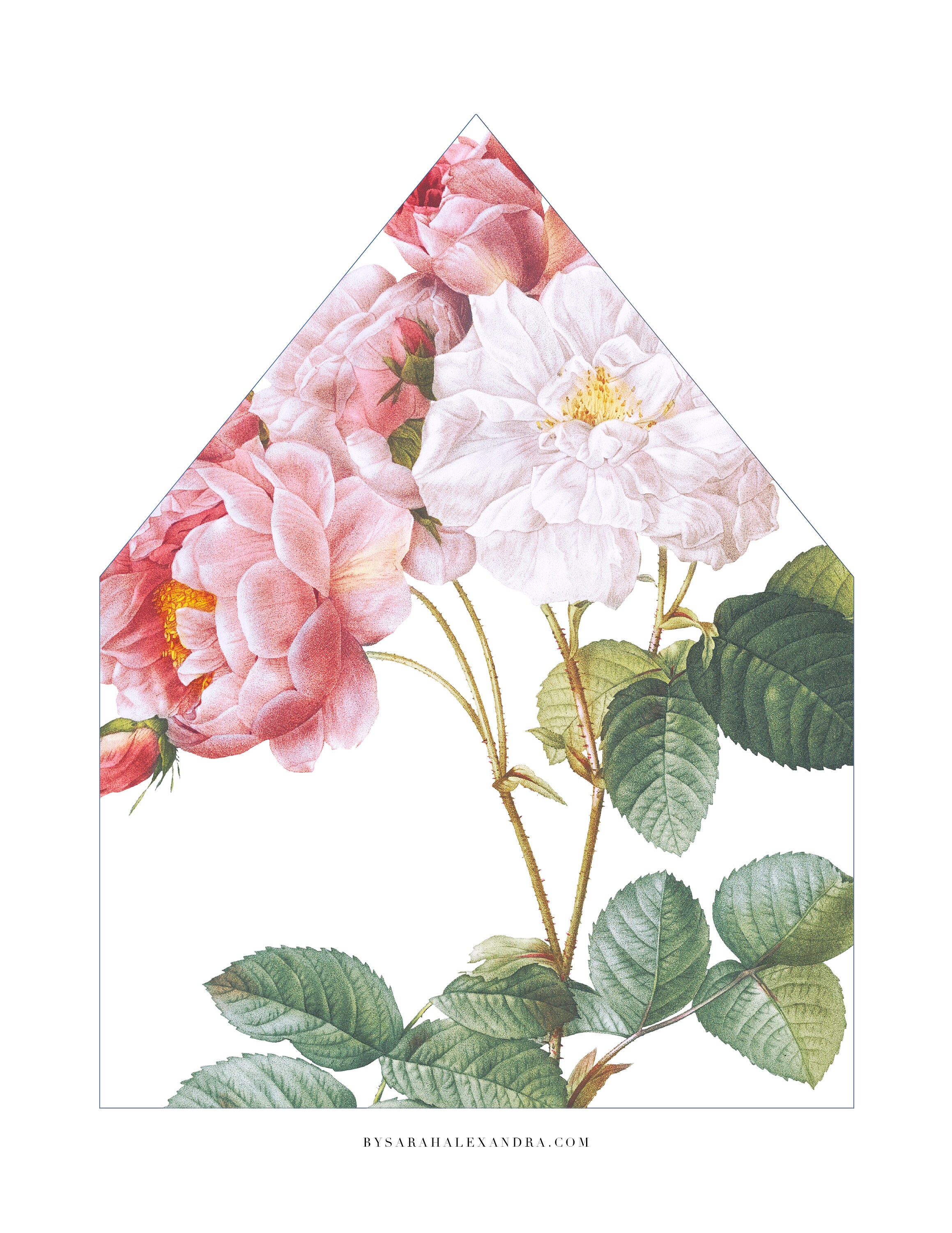 Roses Envelope Liner: Romantic Floral A7 Euro Flap (digital Download ...