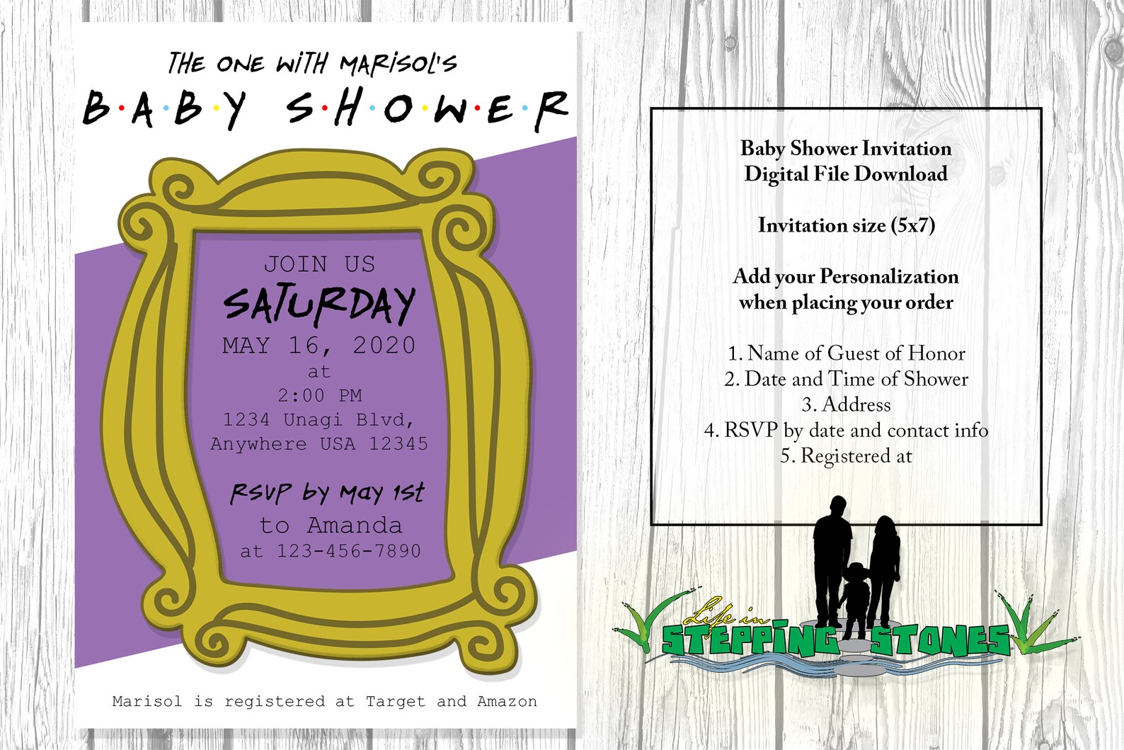 Friends TV Show Baby Shower Theme Invitation and Activity Game - Etsy