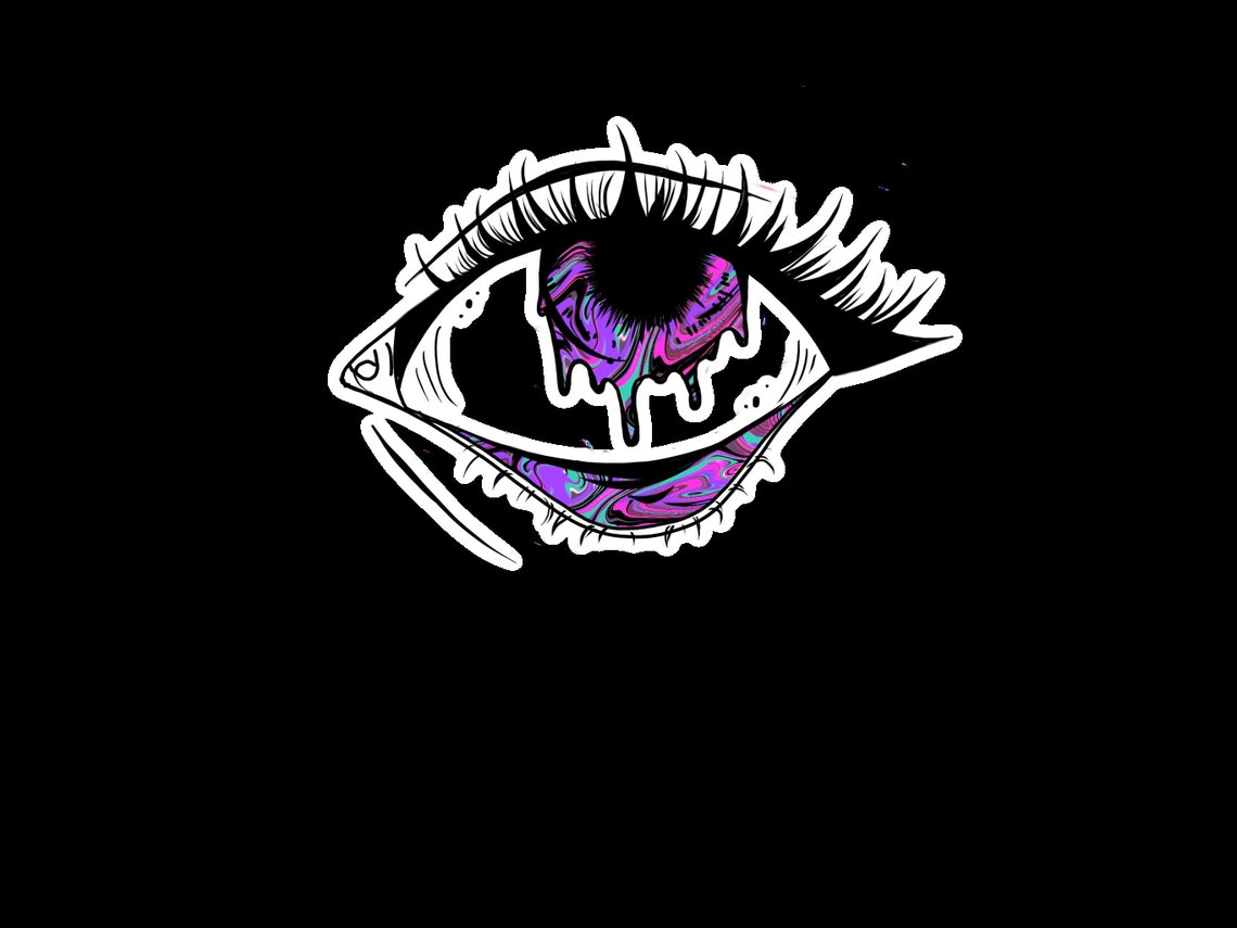 Trippy Eye Sticker Rainbow Dripping Psychedelic | Etsy