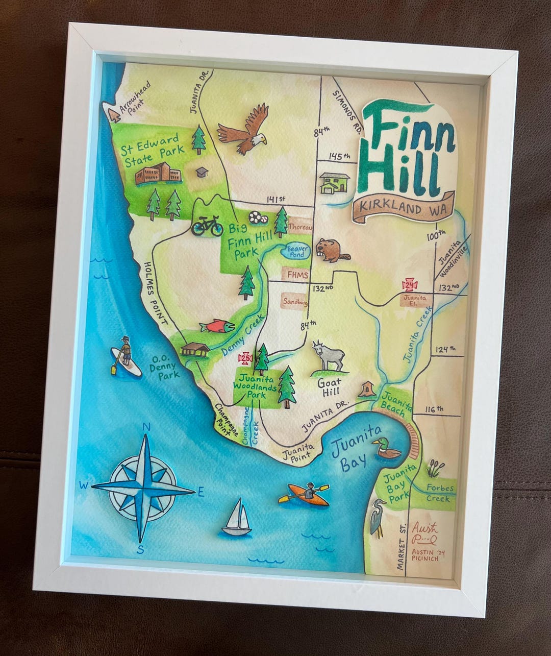Finn Hill, Kirkland, WA Neighborhood Map - PRE-ORDER Prints - Etsy