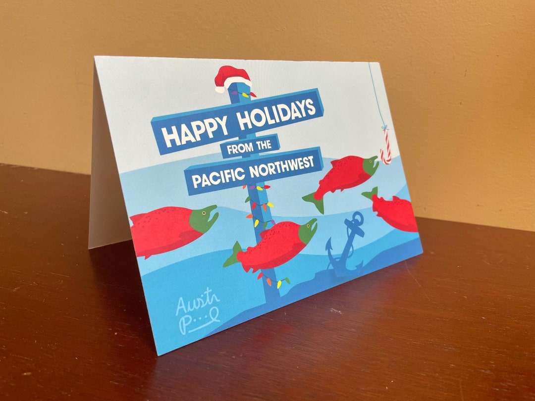 5x7 Holiday Card Pack "happy Holidays From the Pacific Northwest ...