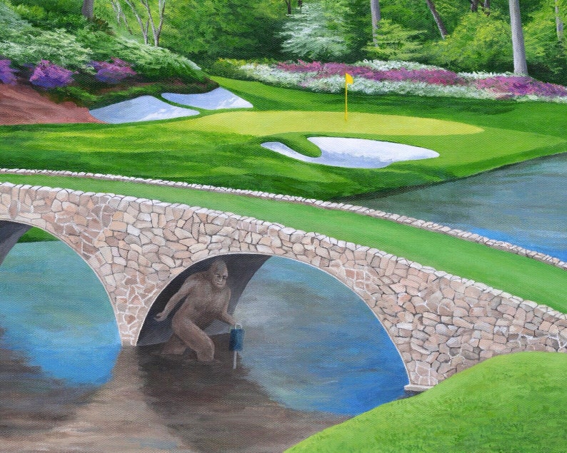 24x36" Original Painting "the Hidden Perils of Augusta National" Hole ...