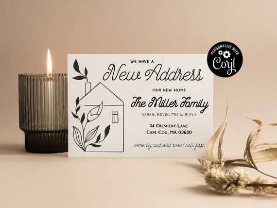 New Address Simple Minimalist Custom Moving Announcement - Etsy