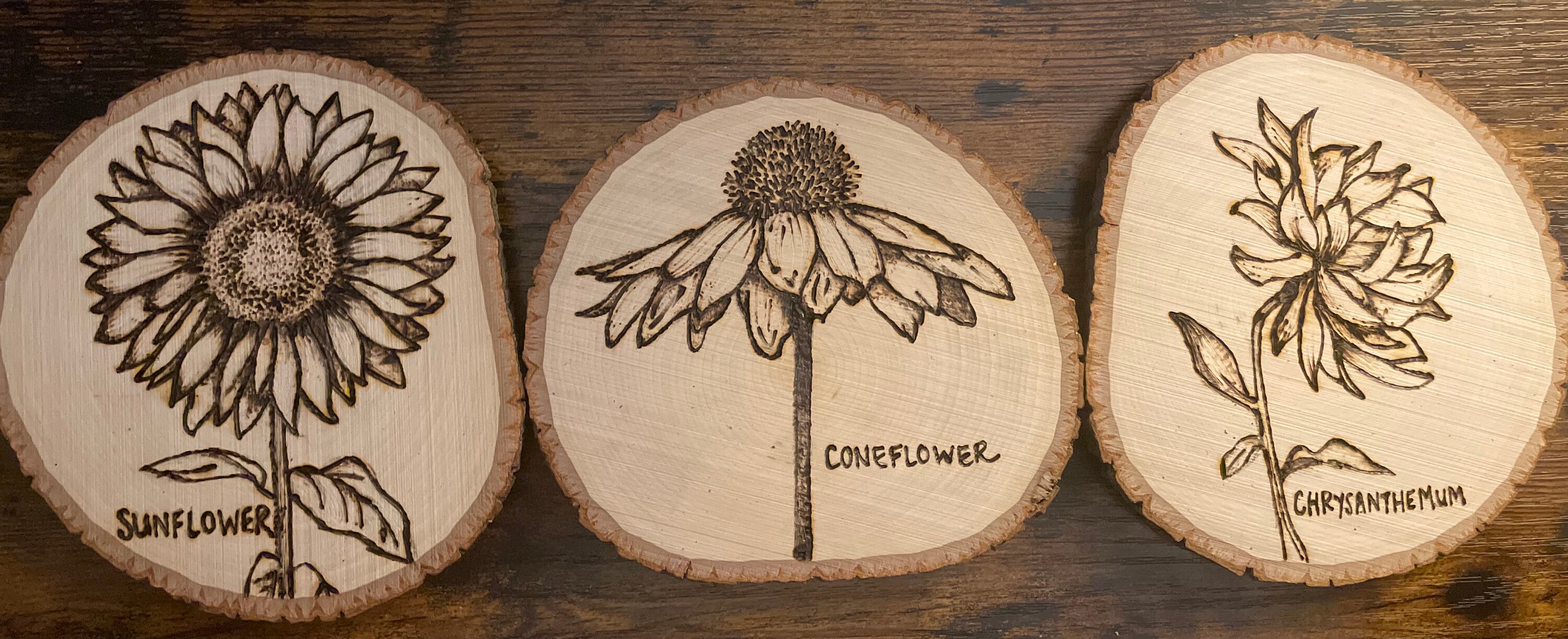 Wood Burned, Wall Art, Flowers - Etsy Canada