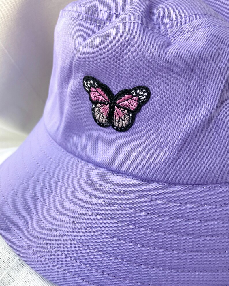 Butterfly Bucket Hat Purple Lavender Bucket Hat Embroidered Etsy