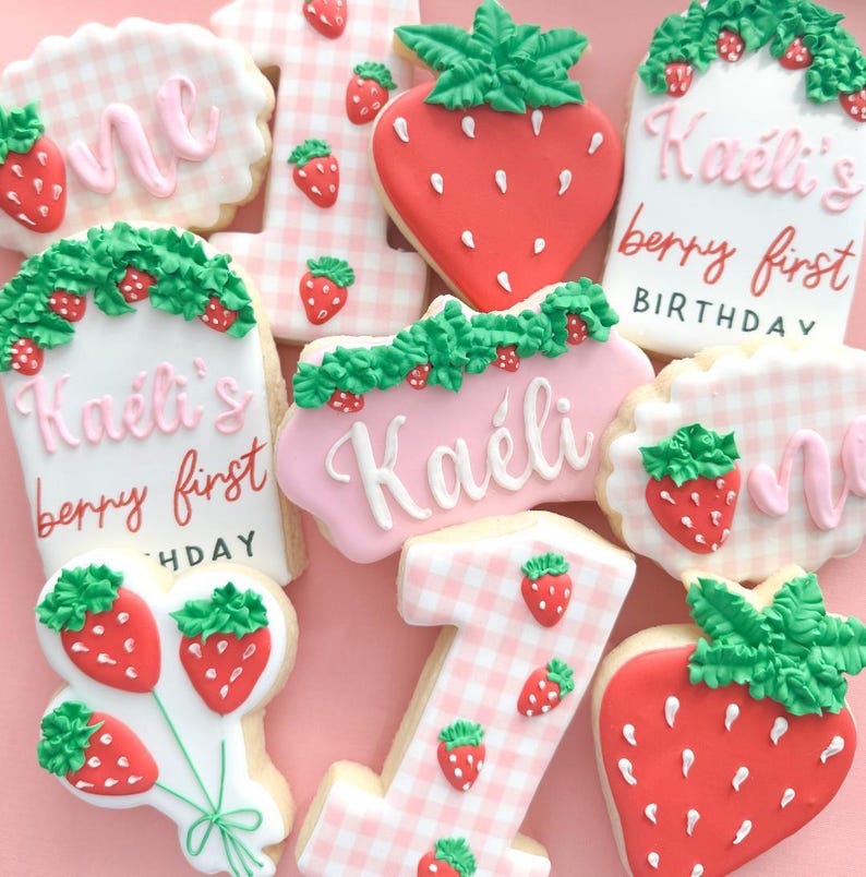 Berry First Birthday Strawberry Birthday Cookies - Etsy