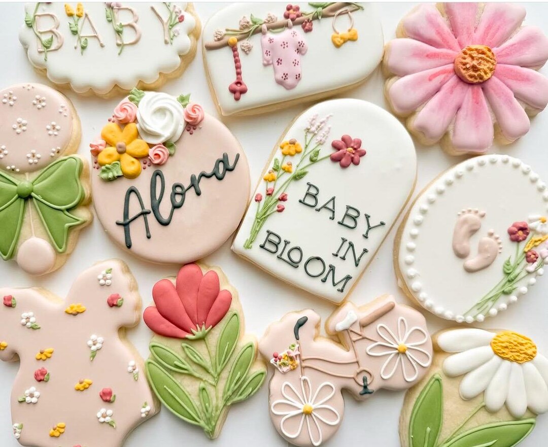 Baby in Bloom Cookies Floral Cookies Baby Shower Cookies - Etsy