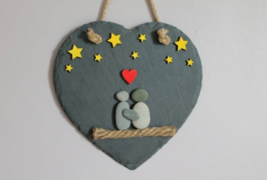 Personalised Family Slate Heart Pebble Art Home Decor Family Gift ...