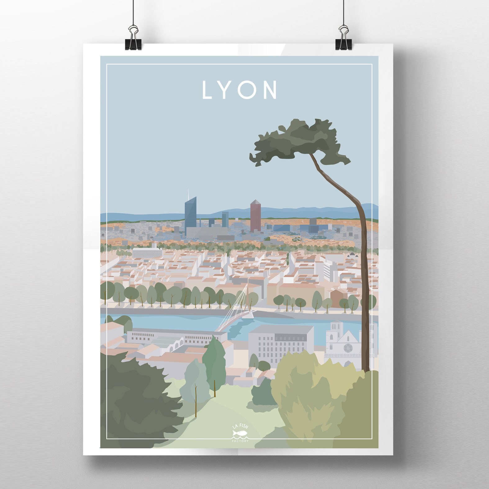 Poster Lyon Travel poster Series Cities | Etsy