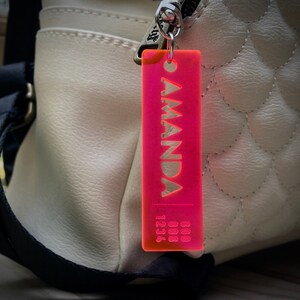 Custom Fluorescent Bag Tag - Keychain, Backpack, School, Sports ...
