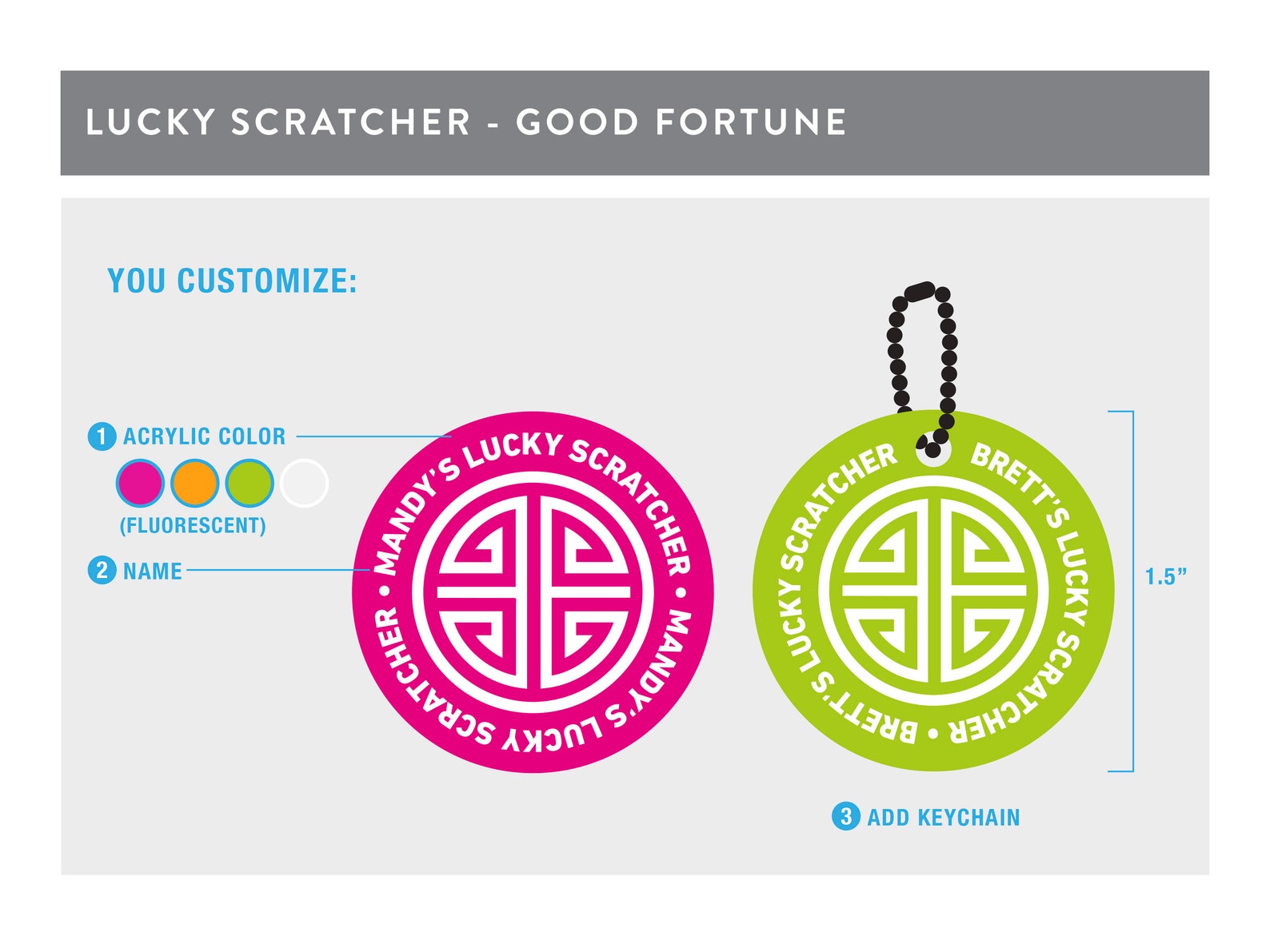 Personalized Lucky Scratcher Coin Keychain - Laser Engraved, Good ...