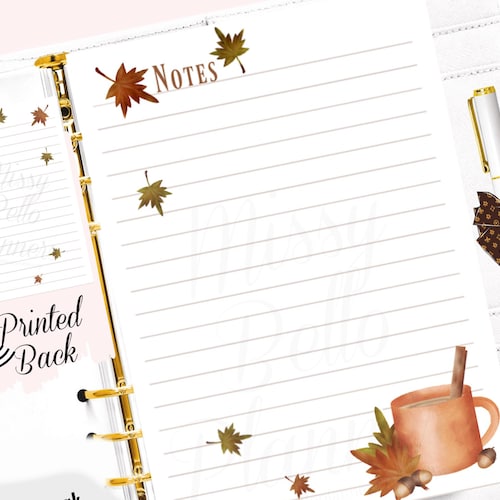 PRINTED Fall Notes Writing Paper Planner Insert Pages A5 - Etsy