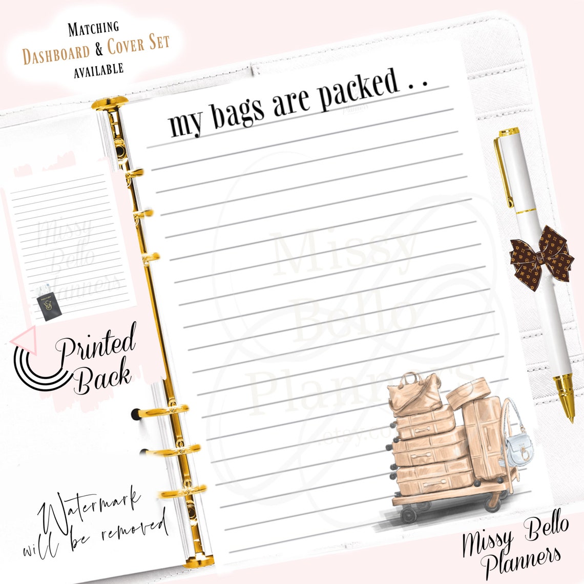 PRINTED Travel Vacation Planner Note Paper Inserts , Sizes A5, A6, MM ...