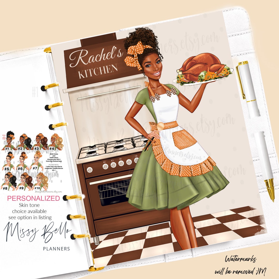 Kitchen Cooking Girl Planner Dashboard Insert or Cover Set for Your ...