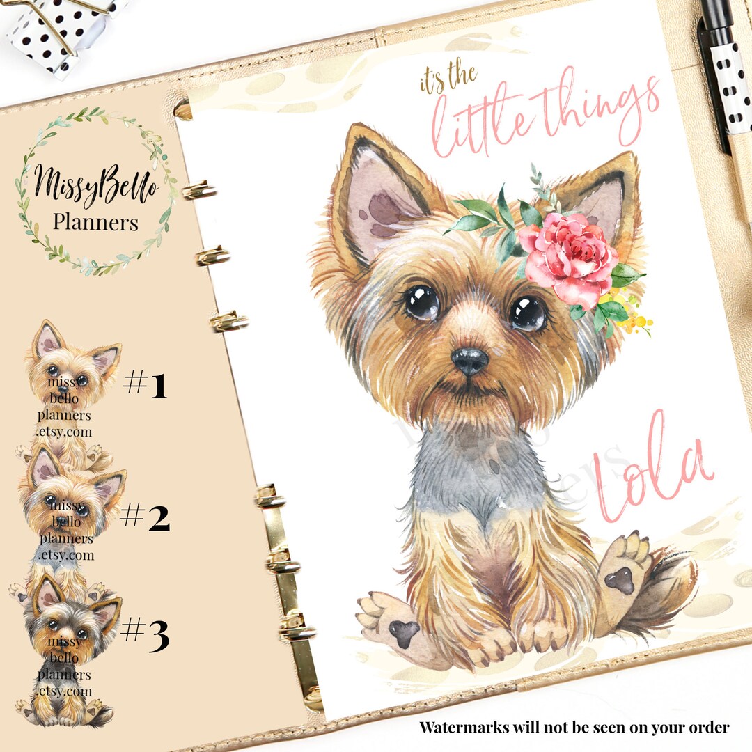 Yorkie Dog Mom Planner Dashboard Insert / Cover PM Mm GM Agenda ...