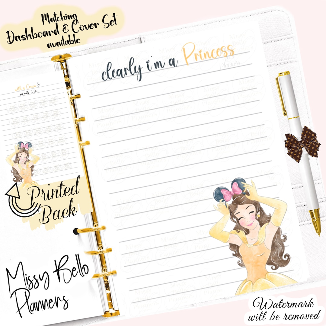 PRINTED Belle Princess Inspired Insert Pages for Your Planner, A5, A6 ...