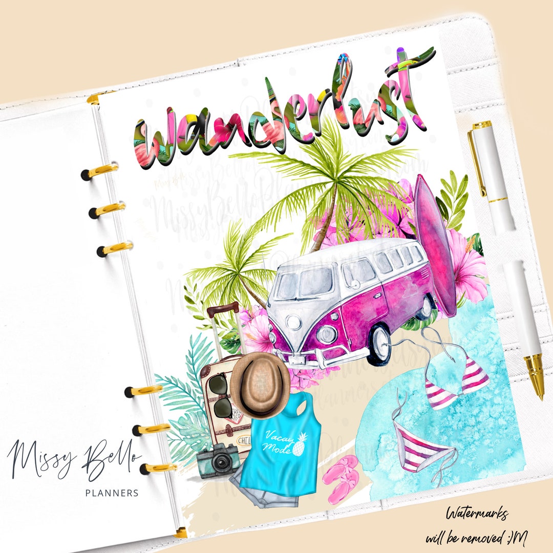 Travel Summer Girl Planner Dashboard Insert / Cover PM MM Agenda ...