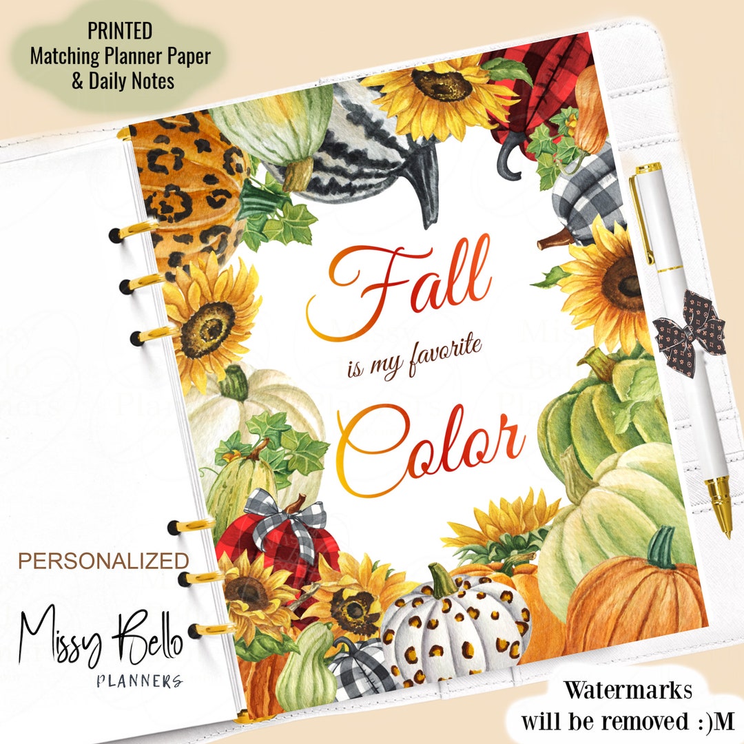 Personalized Fall Autumn Planner Dashboard Insert or Cover Set for Your ...
