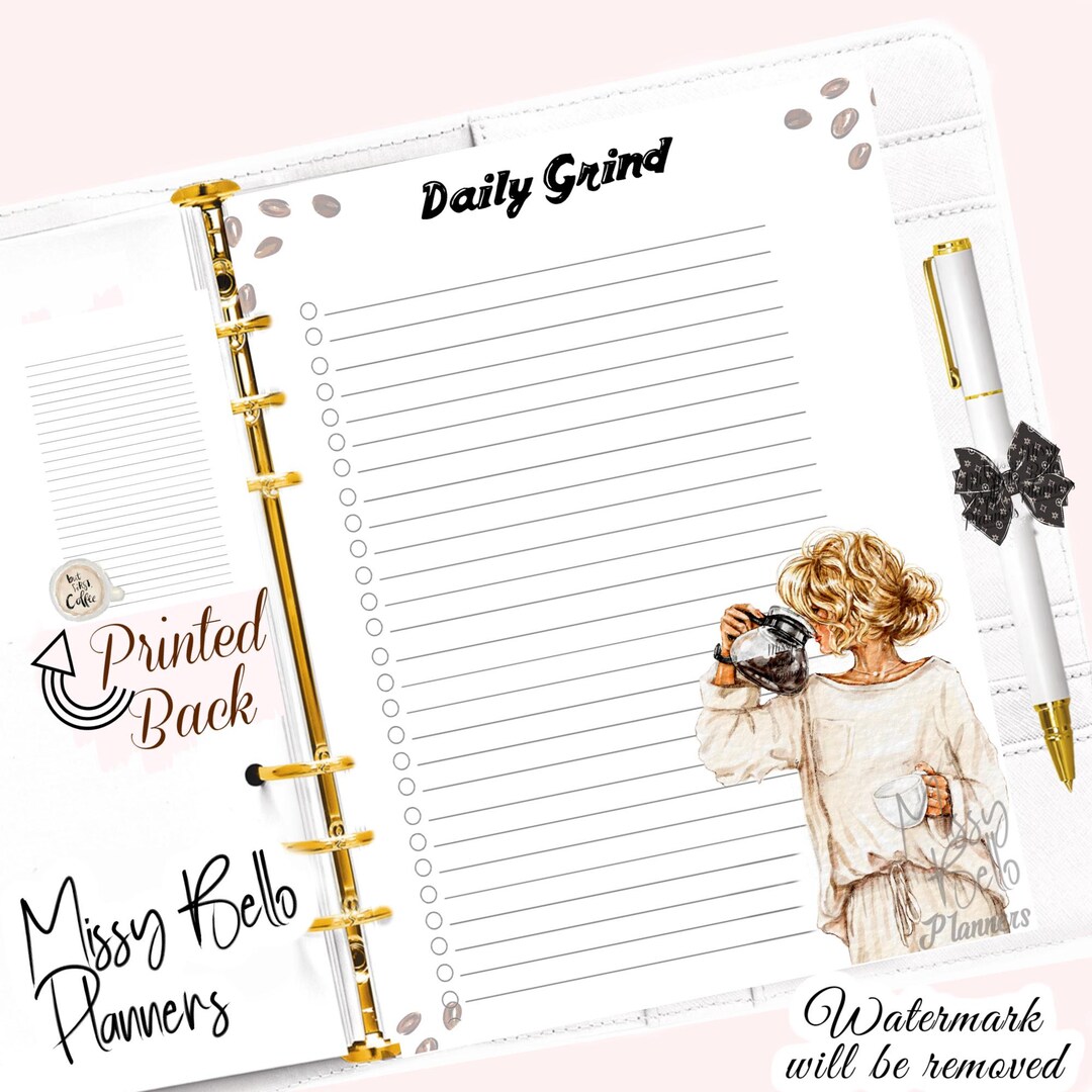 PRINTED Daily Grind Paper, Planner Insert Pages for Your A5, A6, MM, PM ...