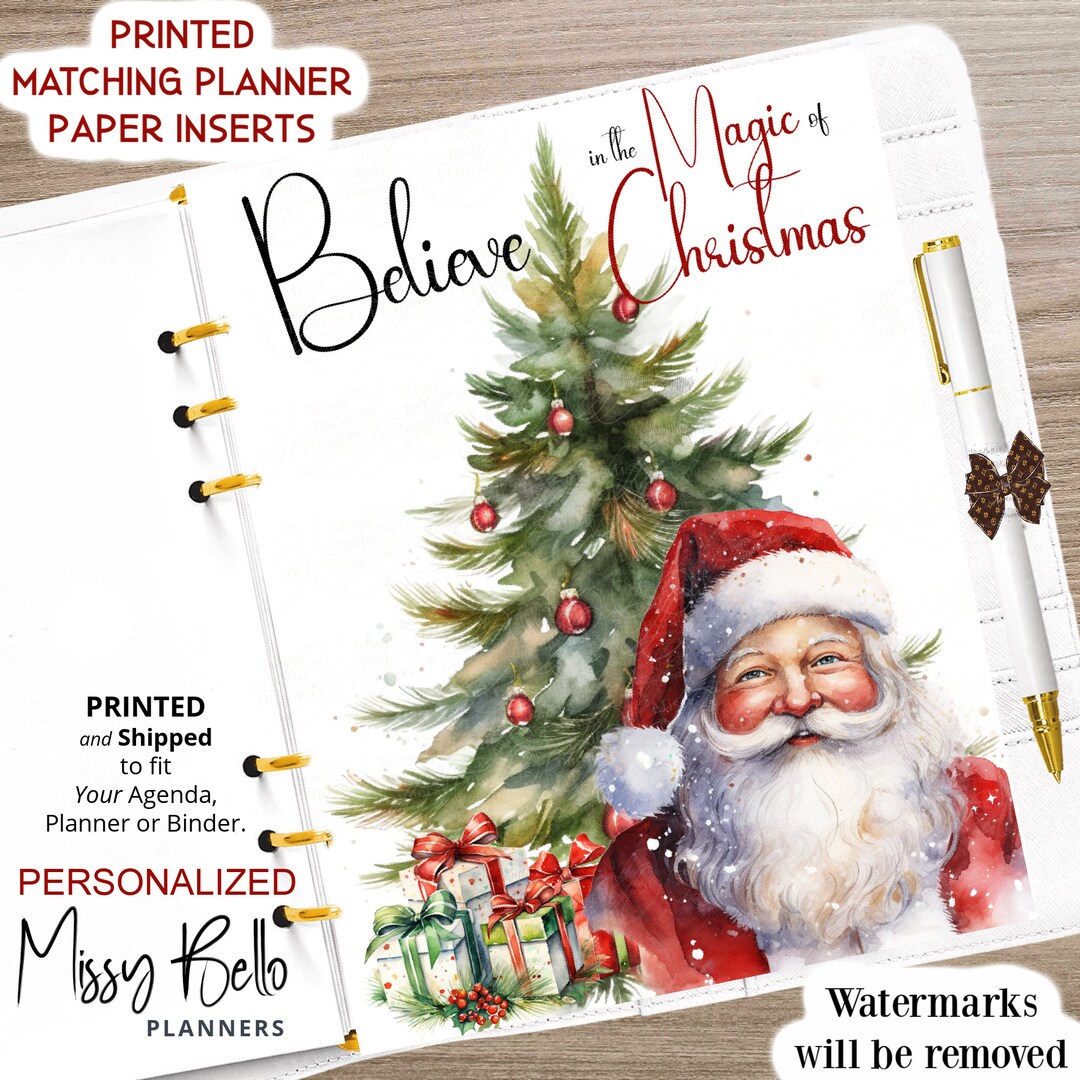 Christmas Magic Santa Planner, Agenda Dashboard Insert or Cover Set for ...