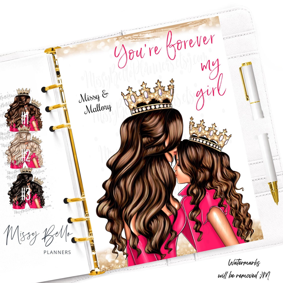 Mom Daughter Love Planner Dashboard Insert /cover for PM MM GM Agenda ...