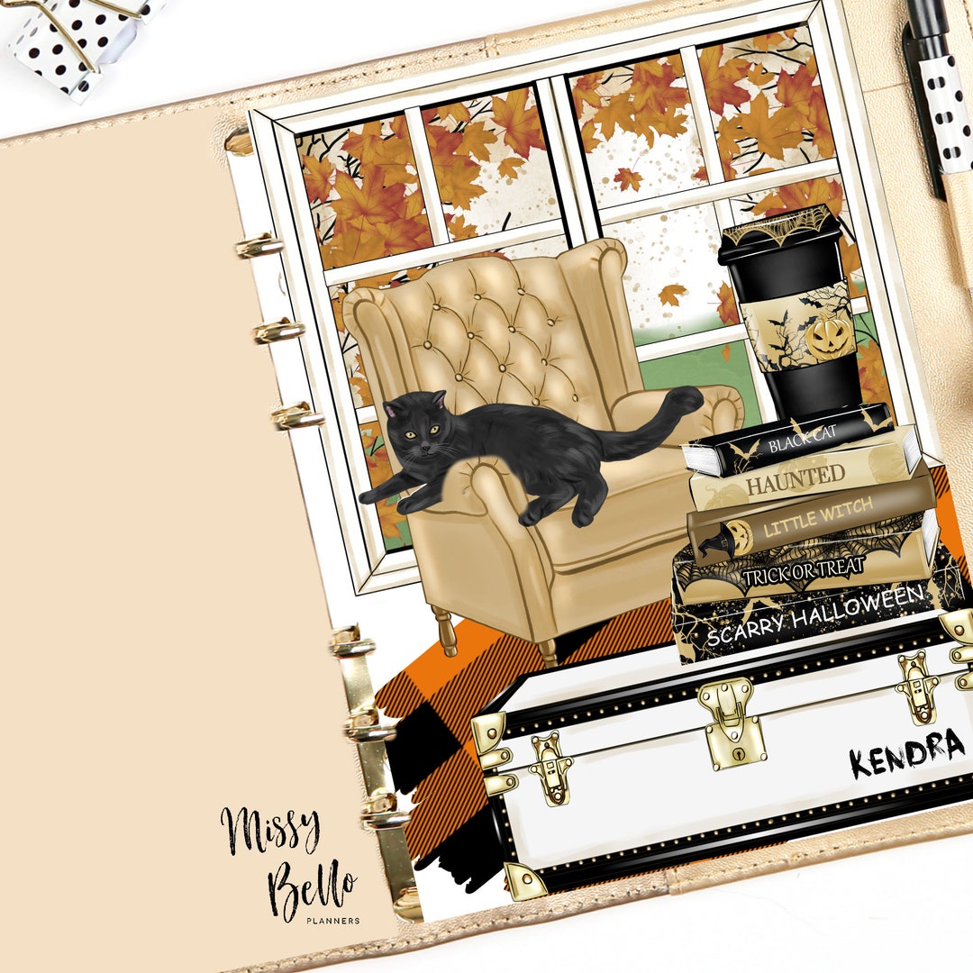 Black Cat Fall Planner Dashboard Insert or Cover Set for Your Planner ...