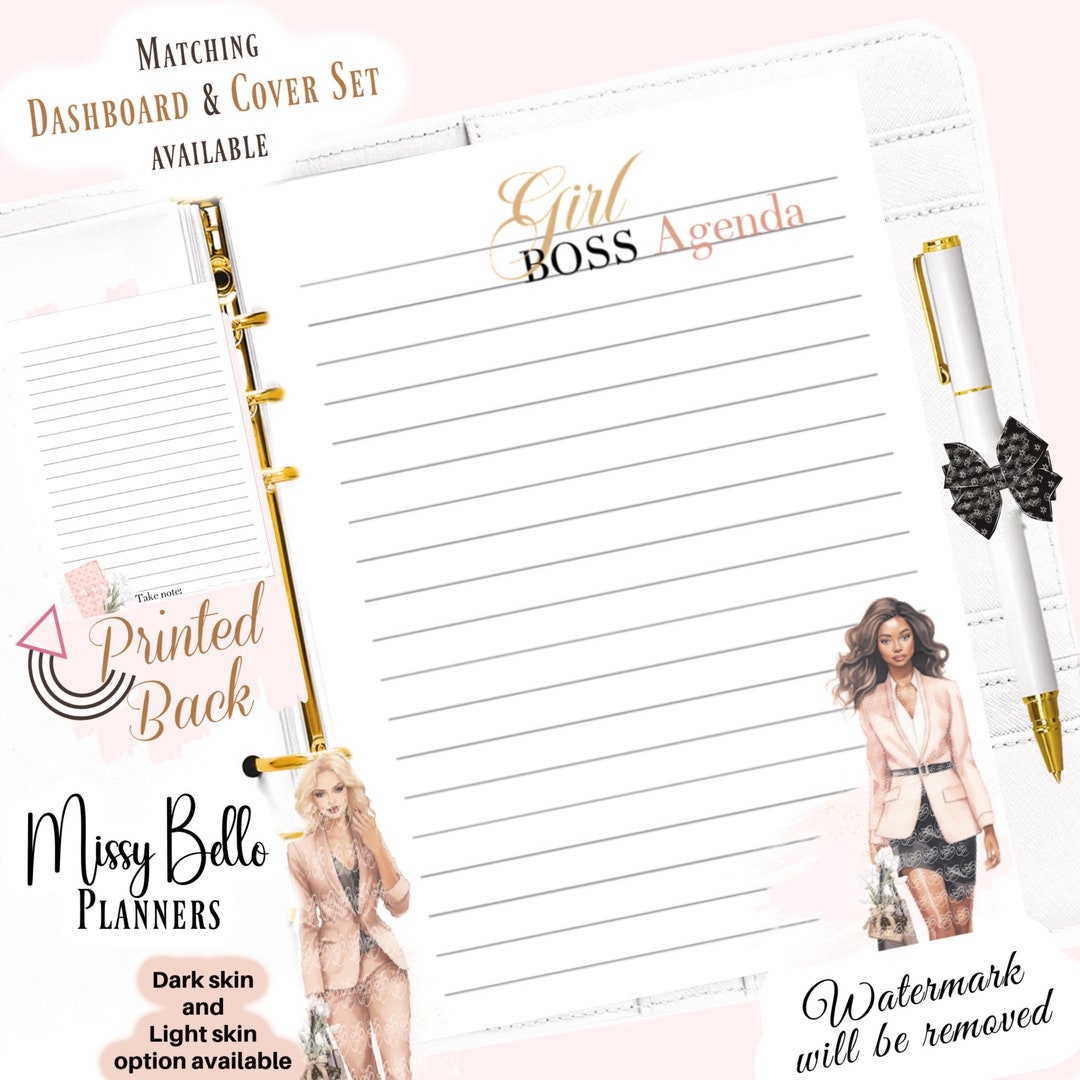 PRINTED Girl Boss Babe, Planner Note Paper Insert Pages for Your A5, A6 ...
