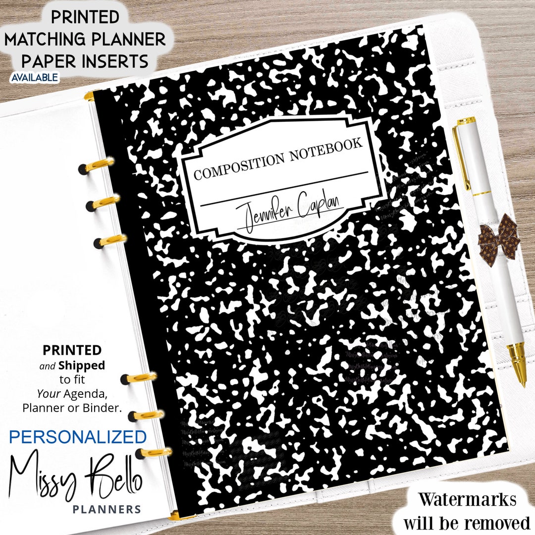 Composition Notebook Style Cover or Planner Dashboard INSERT for Your ...