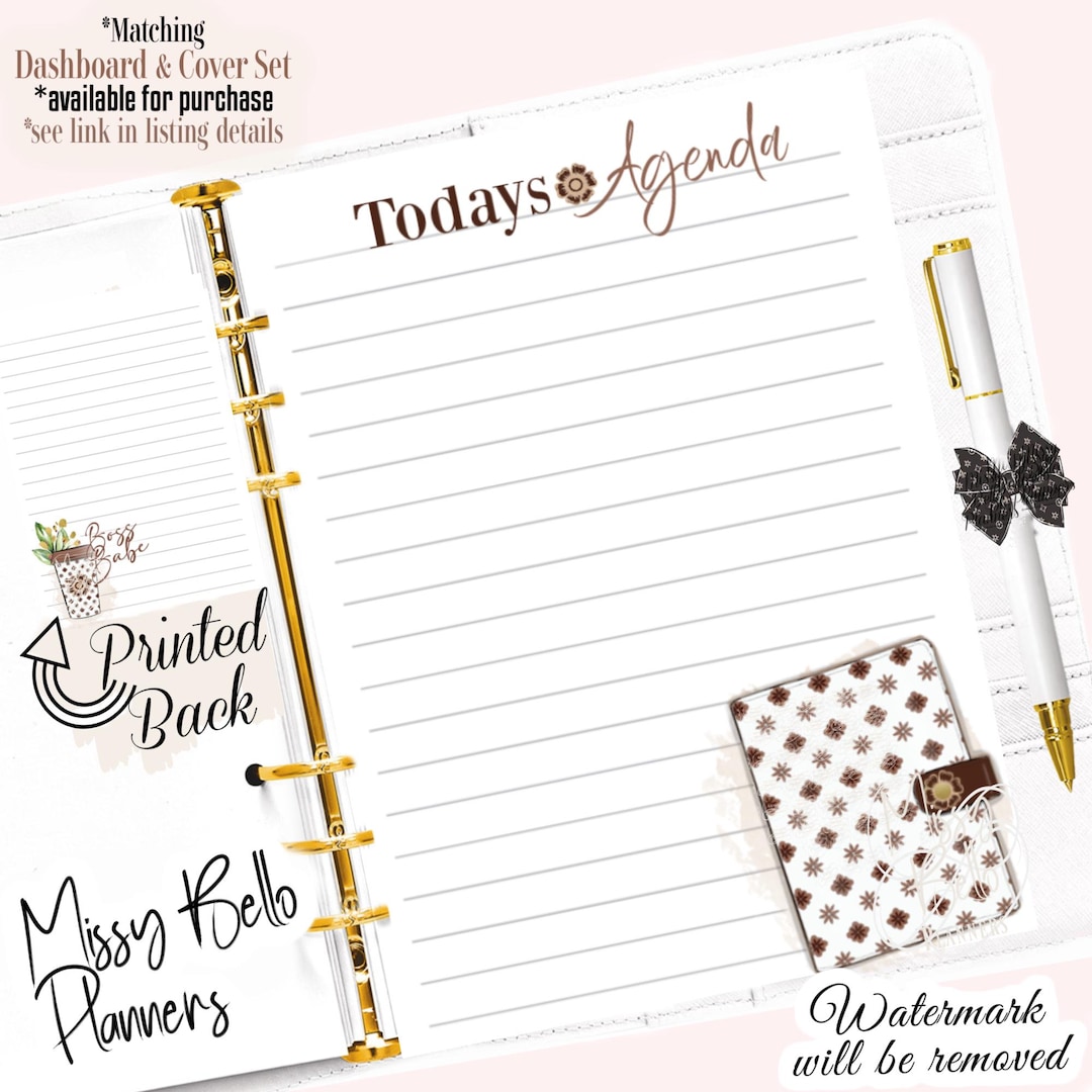 PRINTED Daily Agenda Note Paper, Planner Insert Pages for Your A5, A6 ...
