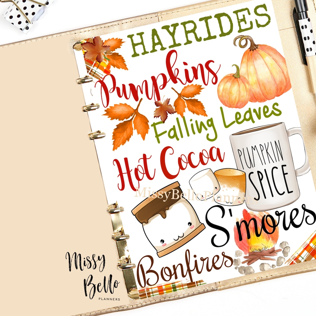 Fall Pumpkin Love Planner Dashboard Insert/cover Set for Your PM MM GM ...