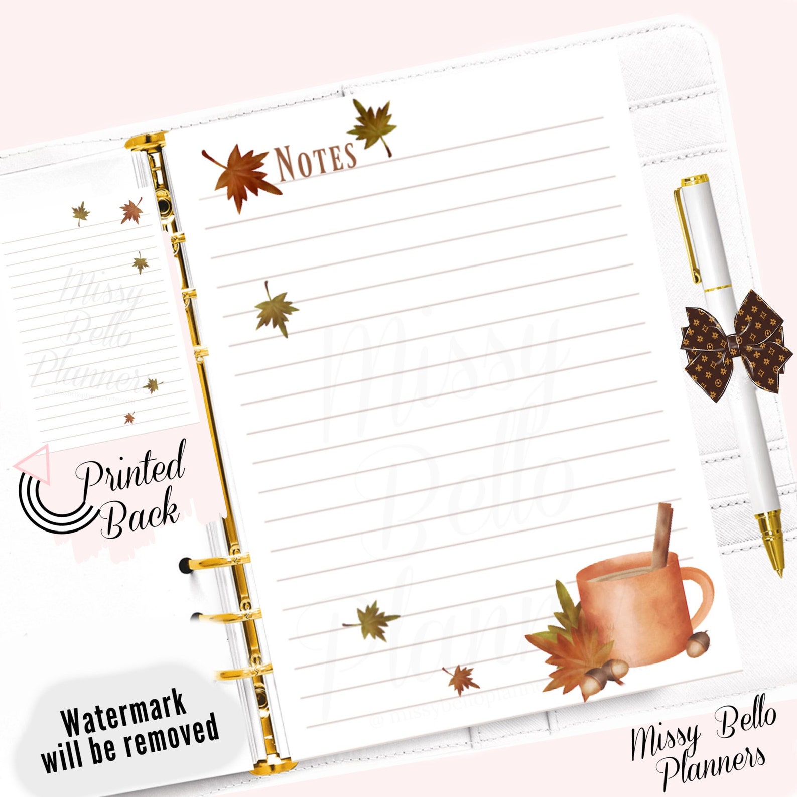 PRINTED Fall Notes Writing Paper Planner Insert Pages A5 - Etsy