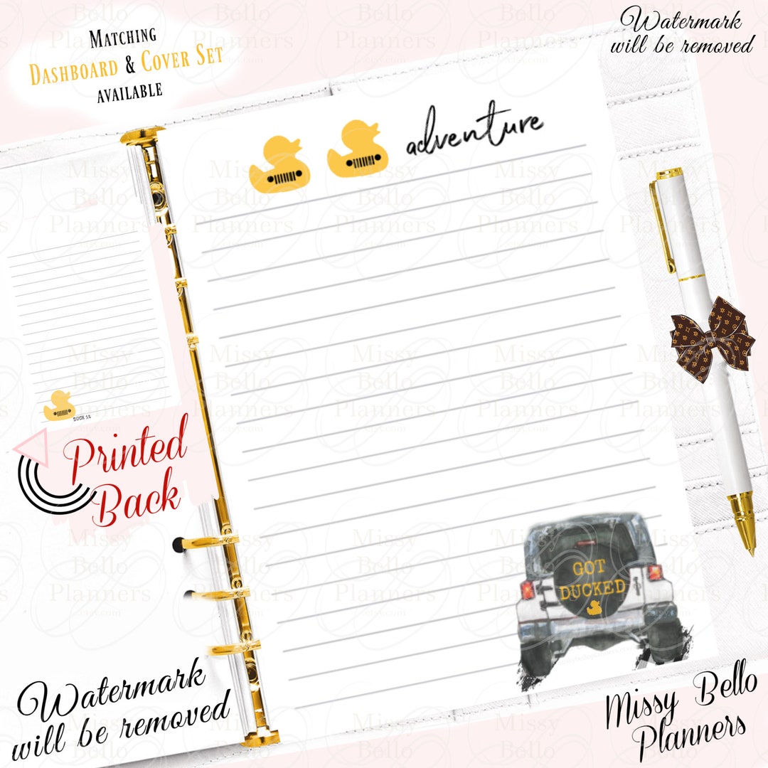 PRINTED Duck Wrangler Travel Planner Note Paper Inserts , Sizes A5, A6 ...