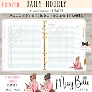 Weekly, Daily, Hourly Appointment Schedule PRINTED Planner Paper ...