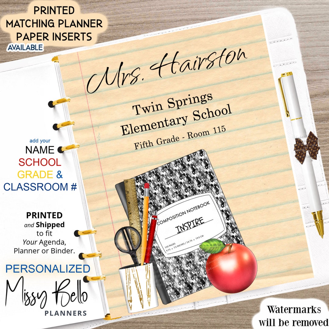 Teacher, School Desk Planner INSERT Dashboard or Cover Set for Your ...