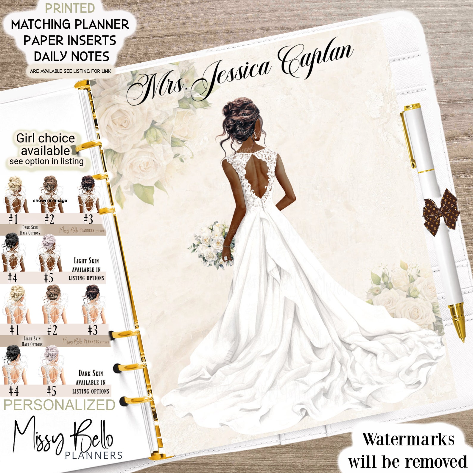 Bride Wedding Agenda Insert Dashboard or Cover Set 'for Your Planner ...