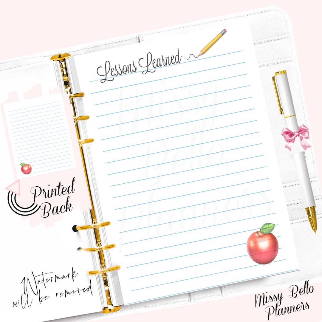 Teacher Plan Paper PRINTED Planner Inserts Pages | A5 | Personal Size ...